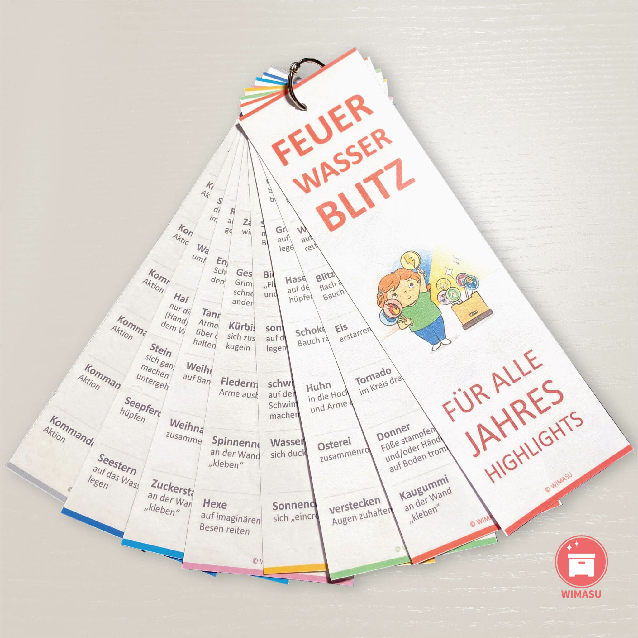 Feuer-Wasser-Blitz 42 Symbolkarten für 6 Varianten