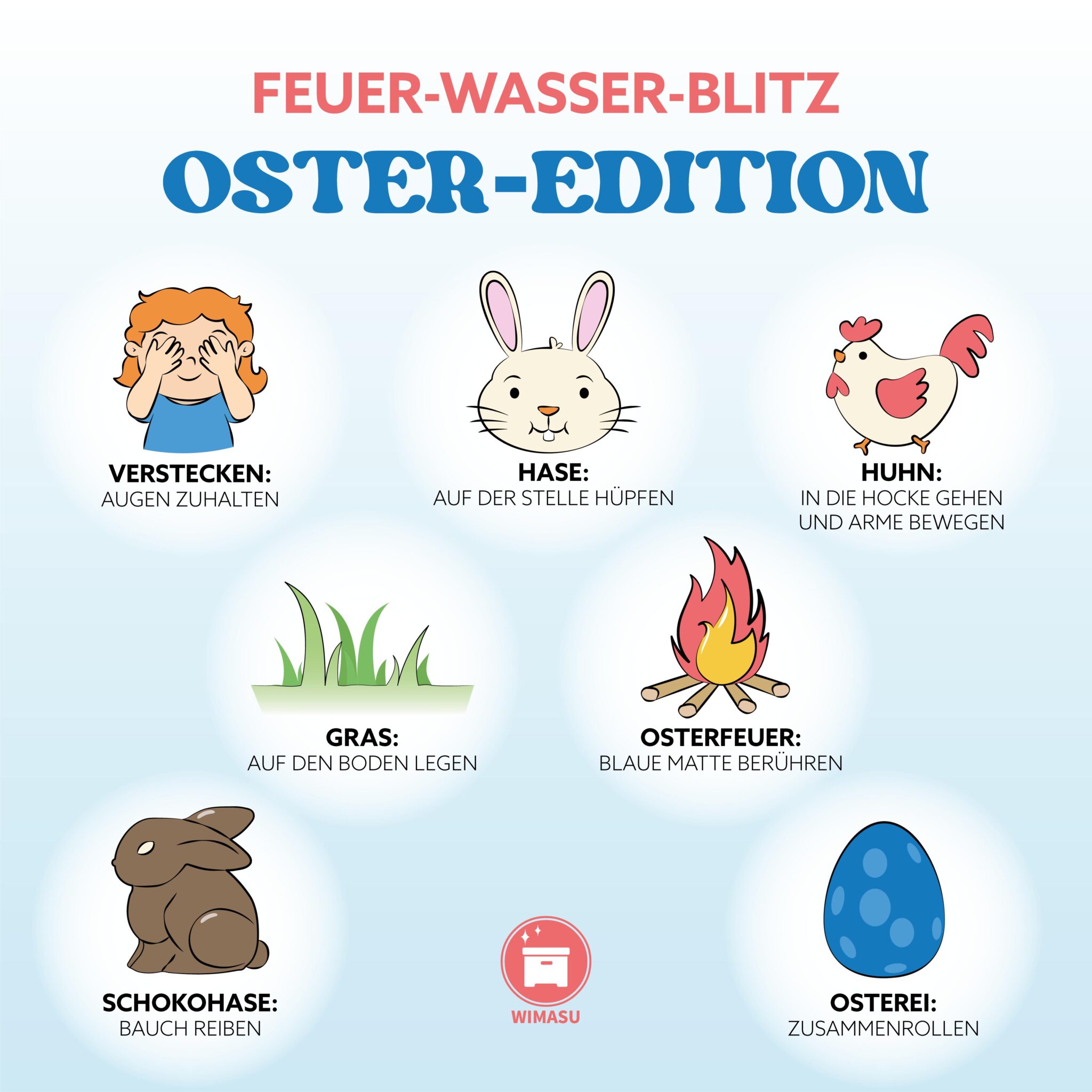 Feuer-Wasser-Blitz 42 Symbolkarten für 6 Varianten